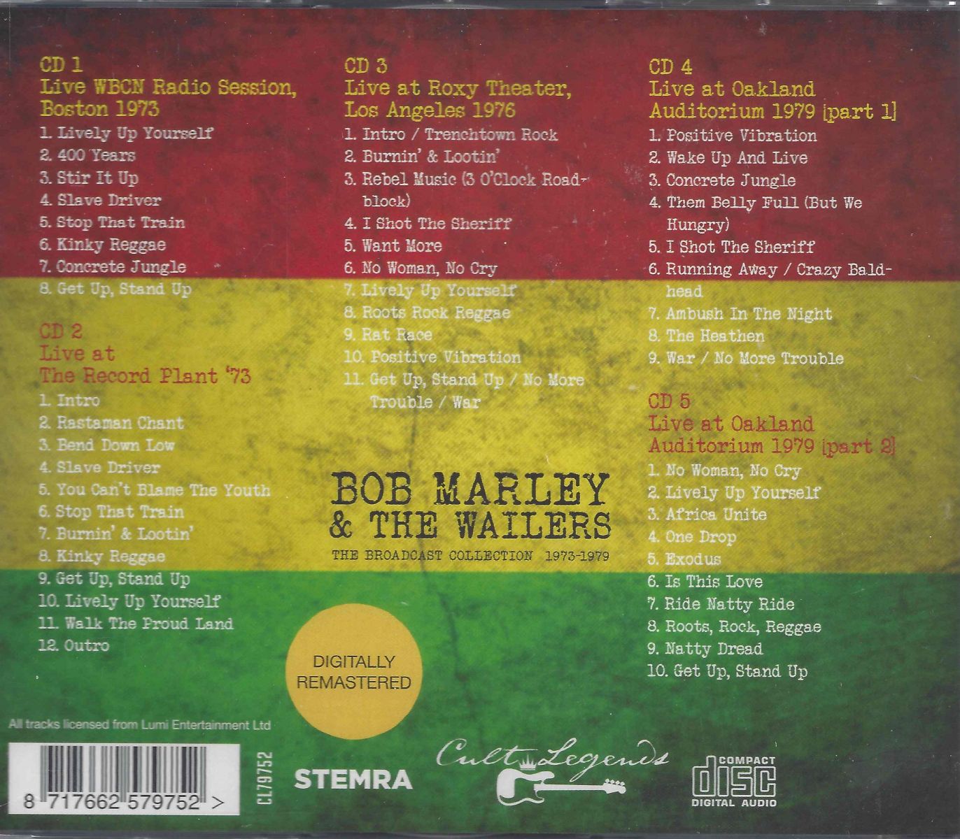 Bob Marley & The Wailers – The Broadcast Collection 1973 – 1979 5-cd - Dubman Home Entertainment